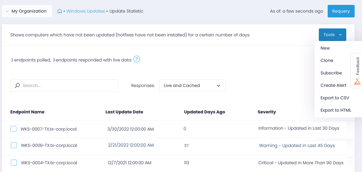 Installed Updates and Reports | Documentation | Action1 RMM
