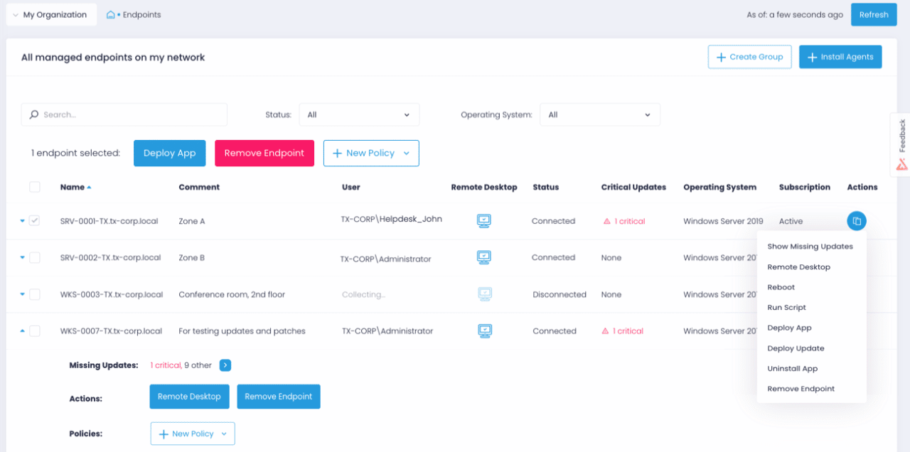 How To Manage Endpoints | Documentation | Action1 RMM
